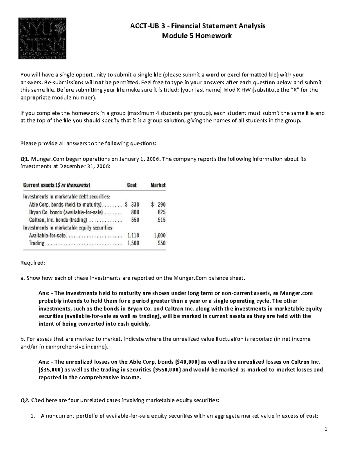 Tugas Ch5 Financial Analysis - ACCT-UB 3 - Financial Statement Analysis ...