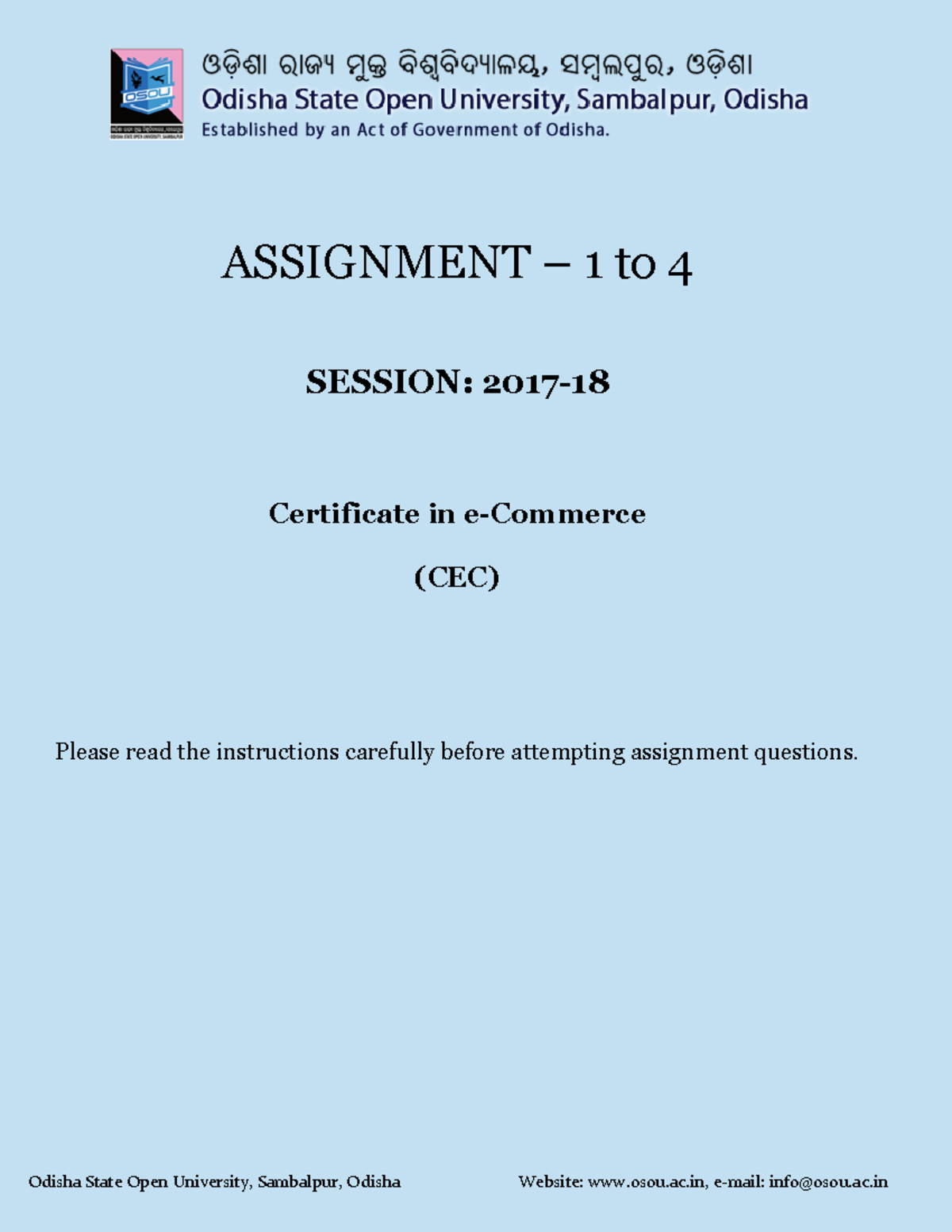 Assignment 2 - ASSIGNMENT – 1 to 4 SESSION: 2017- Certificate in e ...
