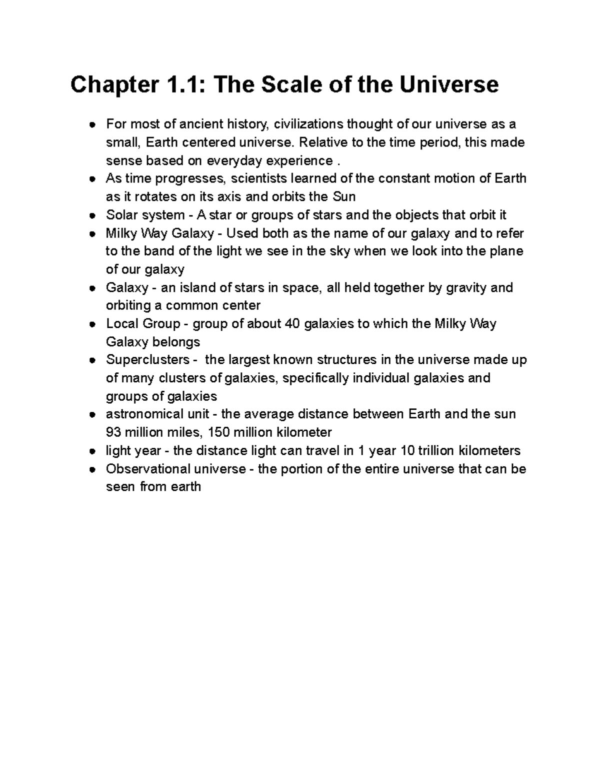 Chapter 1.1 PHYS 202 Notes - Chapter 1: The Scale of the Universe For ...