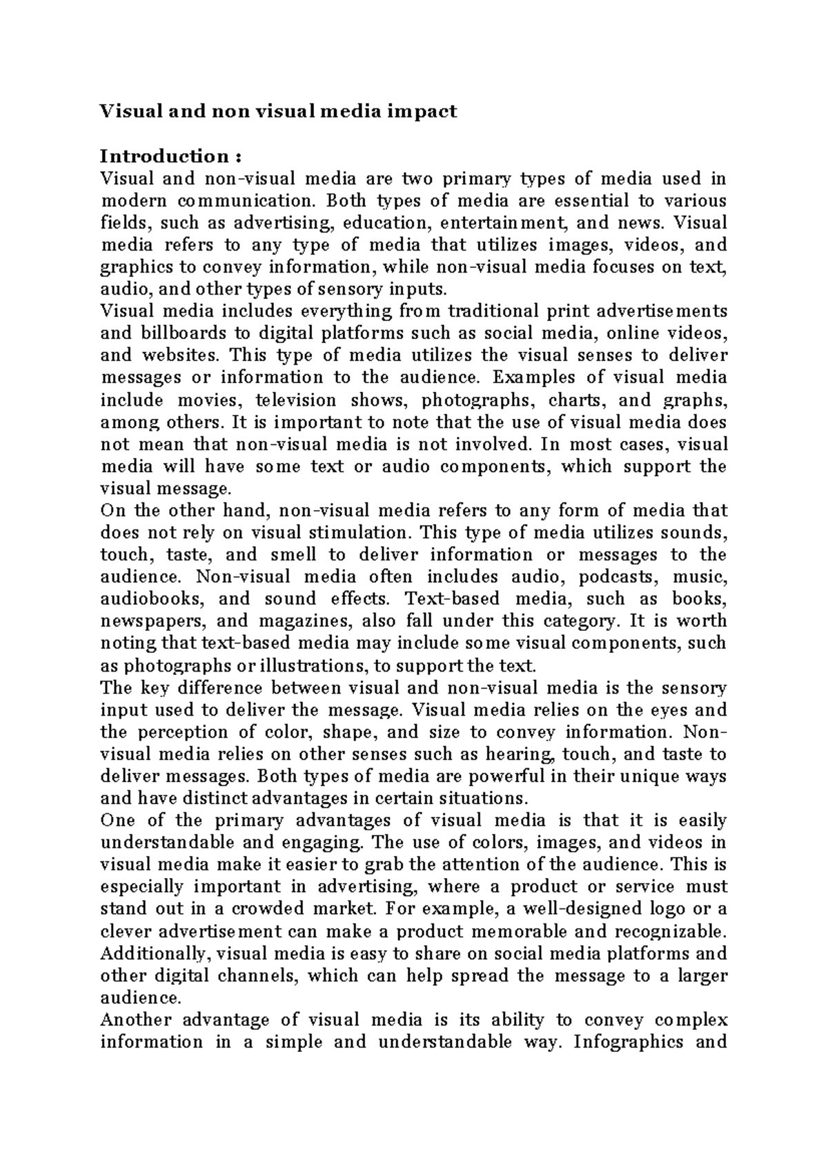 Mass media llm - Visual and non visual media impact Introduction ...