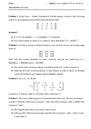 Linear algebra cheat sheet - Algebra - NEU - Studocu