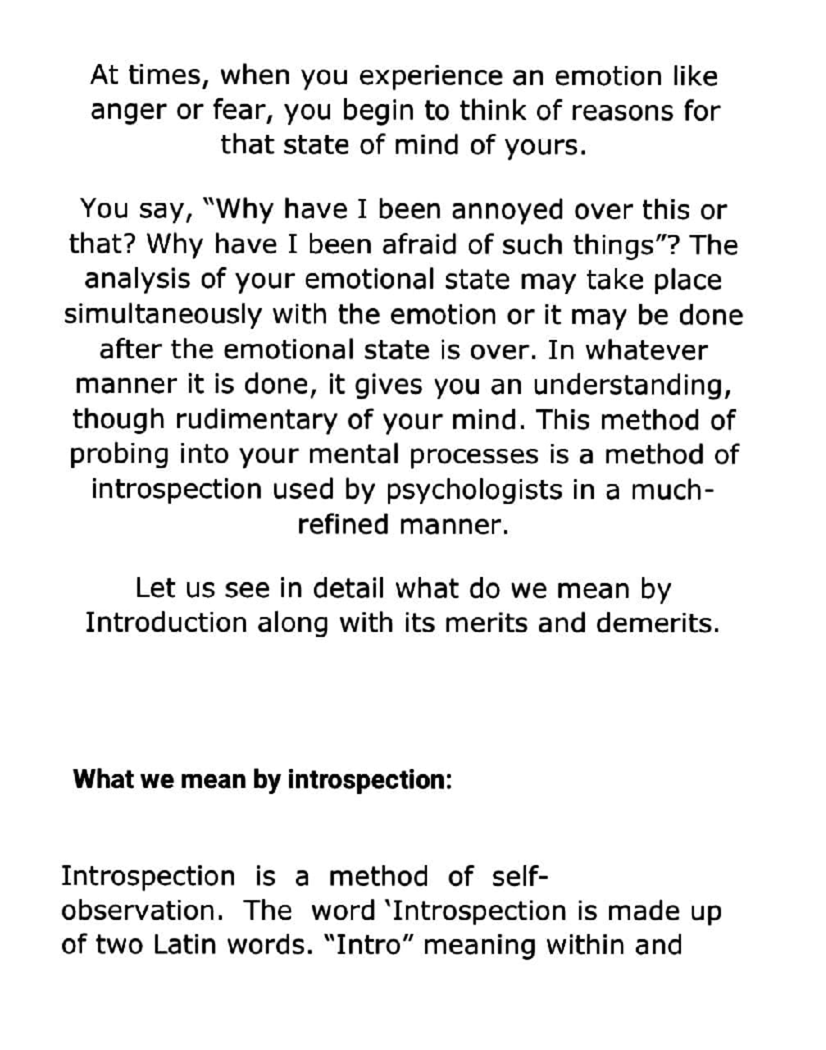 Introspection Method of Psychology in Learning - Sociology - Studocu