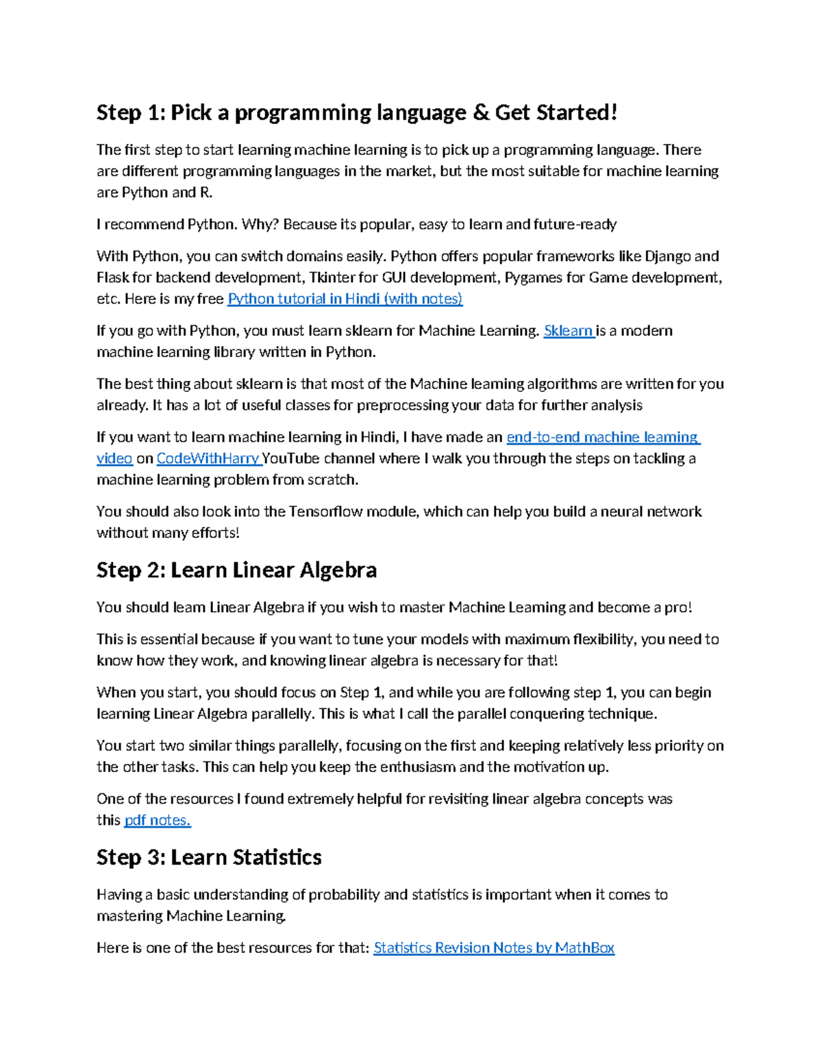 Machine Leanring Guide - Step 1: Pick a programming language & Get ...