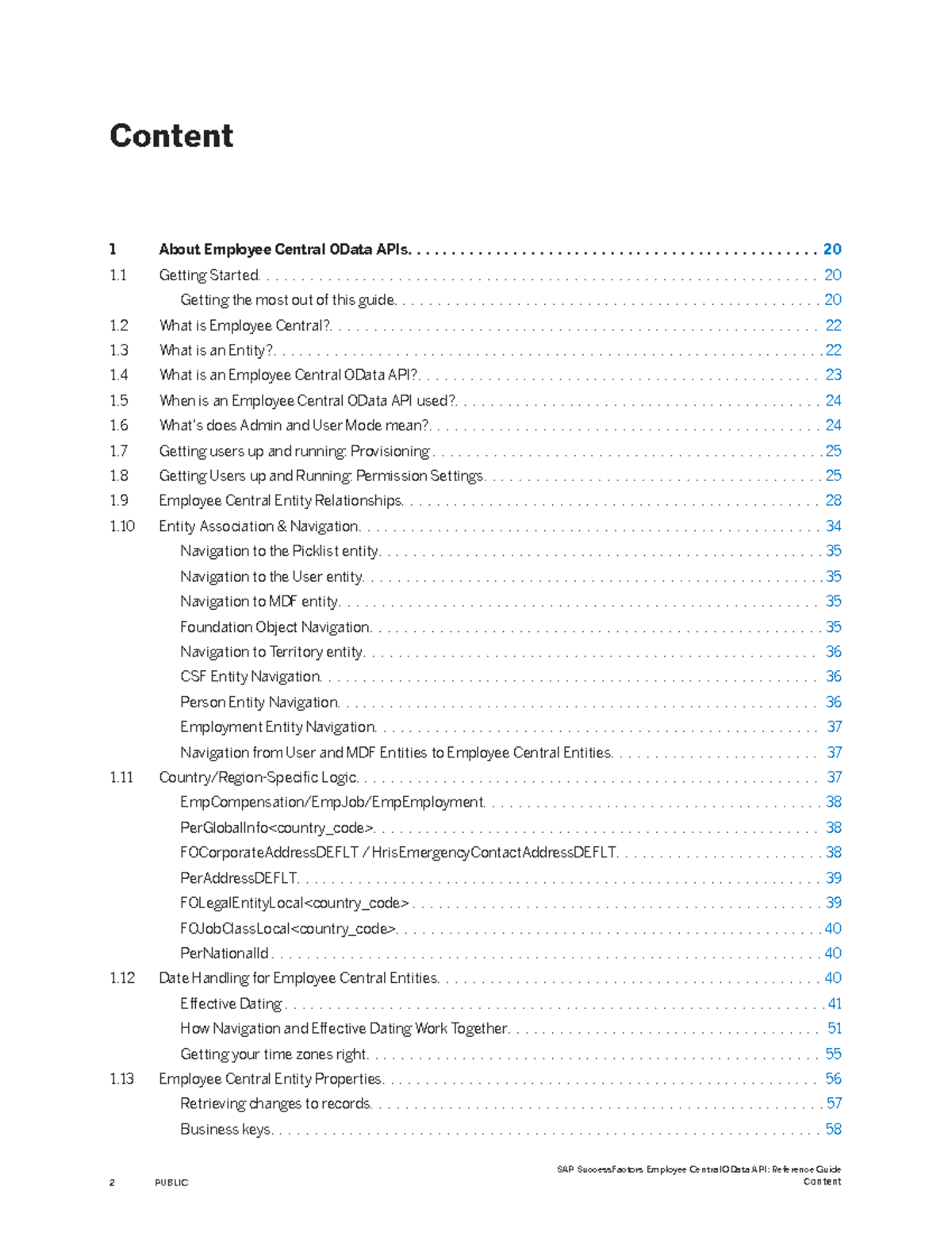 SF EC OData API REF-pages-2-3,20-23 - Content 2 PUBLIC SAP SuccessFactors Employee Central OData ...