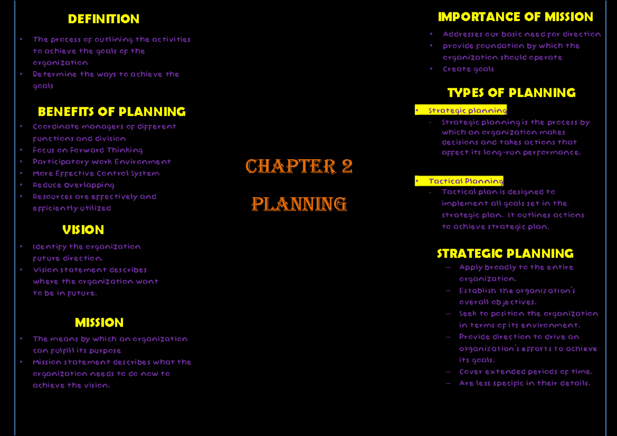 MGT162 FUNDAMENTAL OF MANAGEMENT TOPIC 2 - CHAPTER 2 PLANNING ...