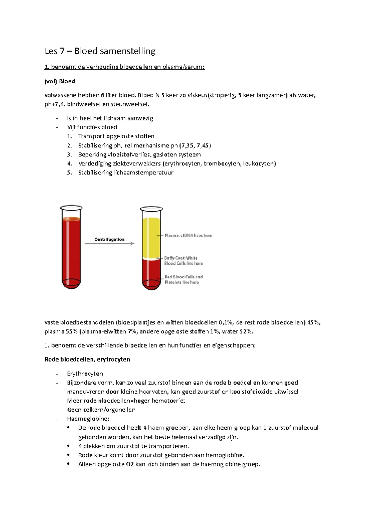 Les 7 afp bloed - Les 7 – Bloed samenstelling benoemt de verhouding ...