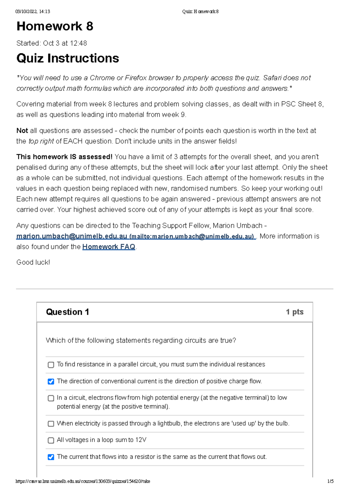 Quiz Homework 8 - Quiz answer for HW8 - Homework 8 Started: Oct 3 at 12 ...