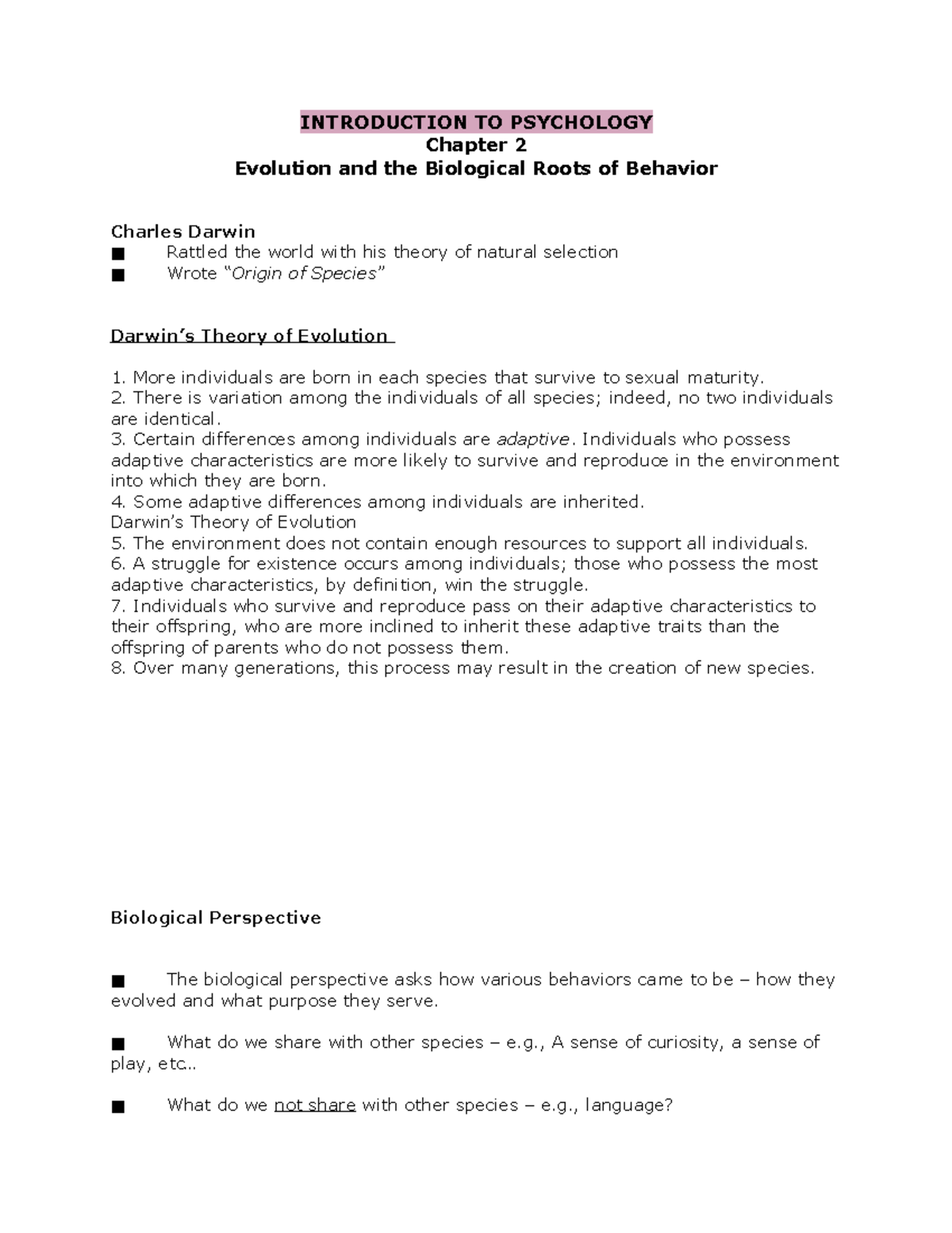 Chapter 2 - Introduction to Psychology - INTRODUCTION TO PSYCHOLOGY ...