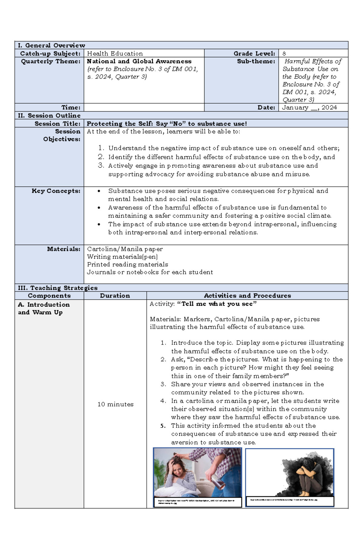 Catch up Friday Lesson Guide - I. General Overview Catch-up Subject ...