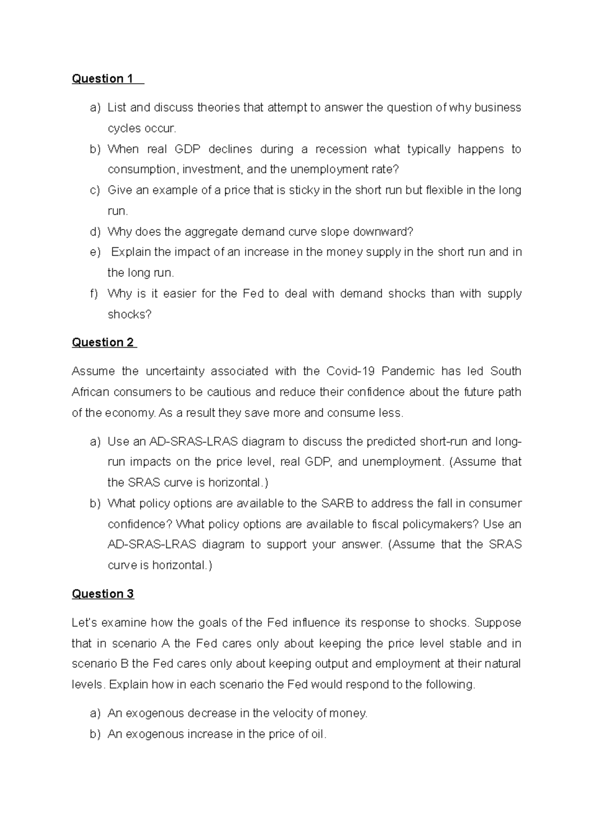 Chapter 10 Questions 1211971038 - Question 1 a) List and discuss ...
