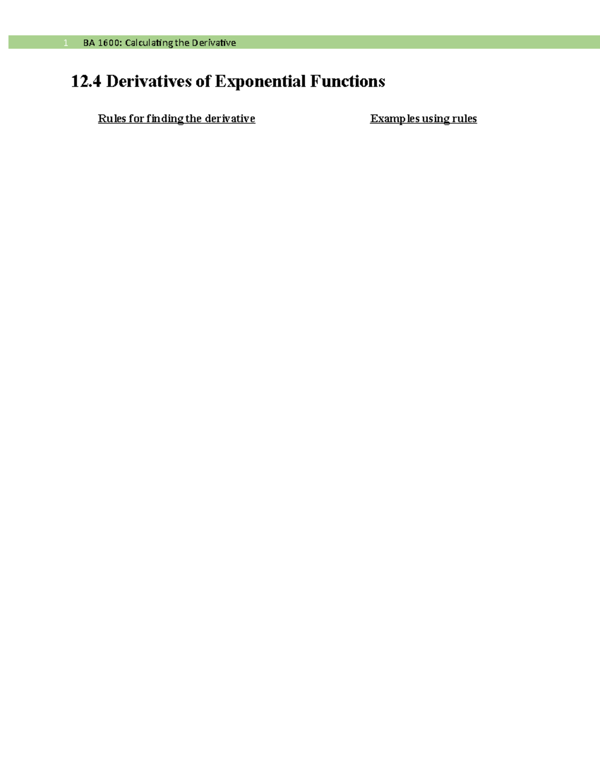 12.4 Derivatives of the Exponential Functions (Solutions) - 12 ...