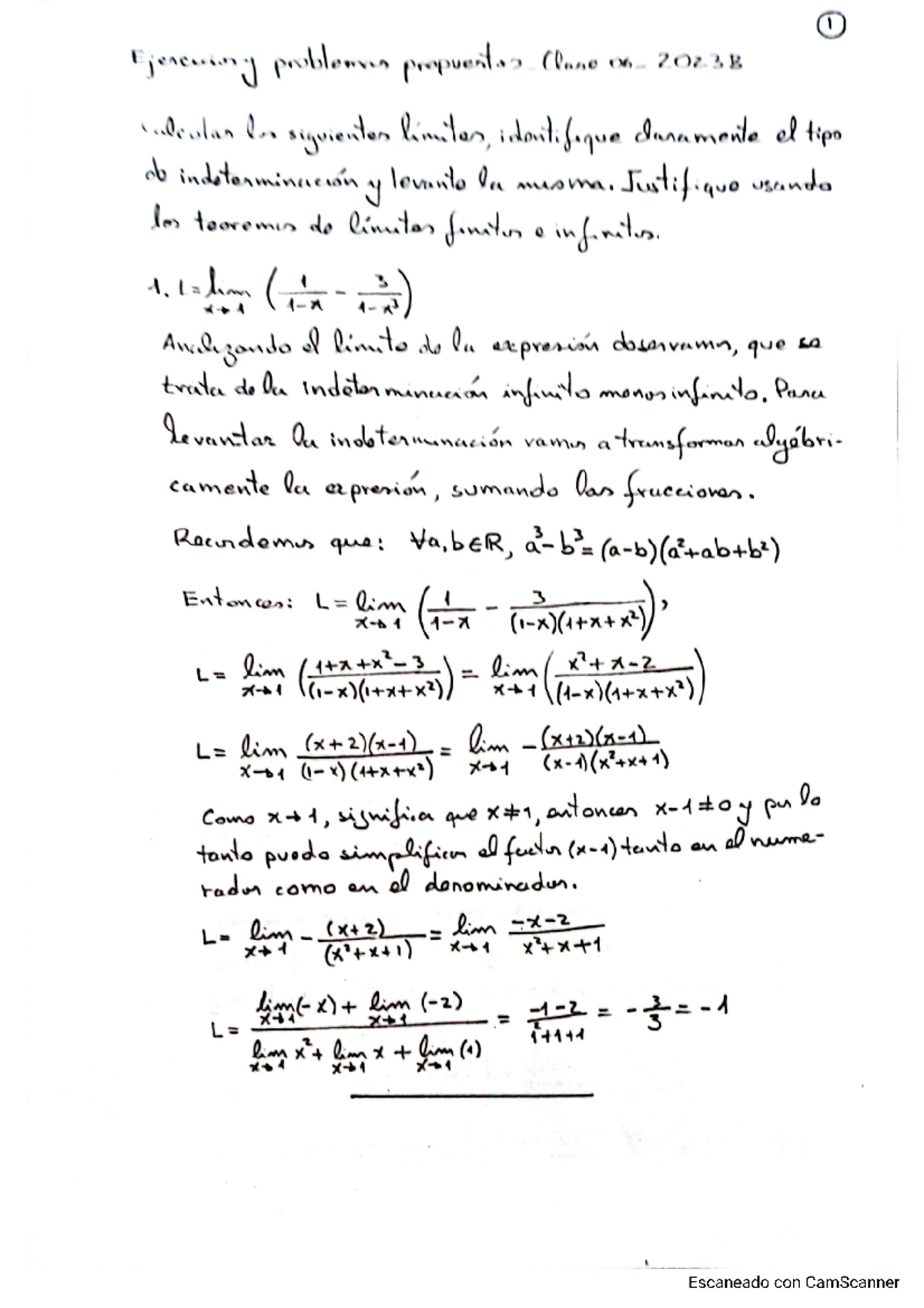 6. Ejercicios o problemas propuestos clase 06 2023B - Cálculo en una Variable - Studocu