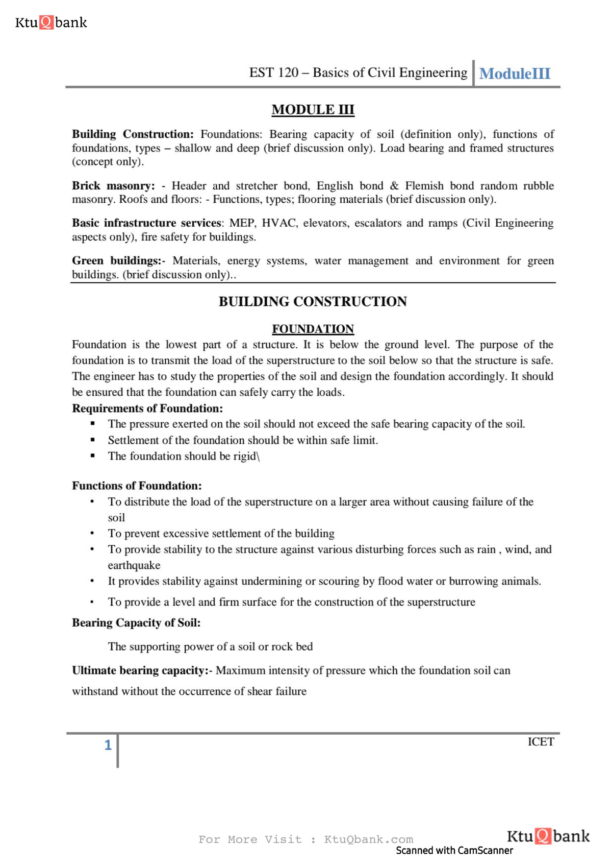 Module 3 basic civil - Basics of Civil engineering - Studocu