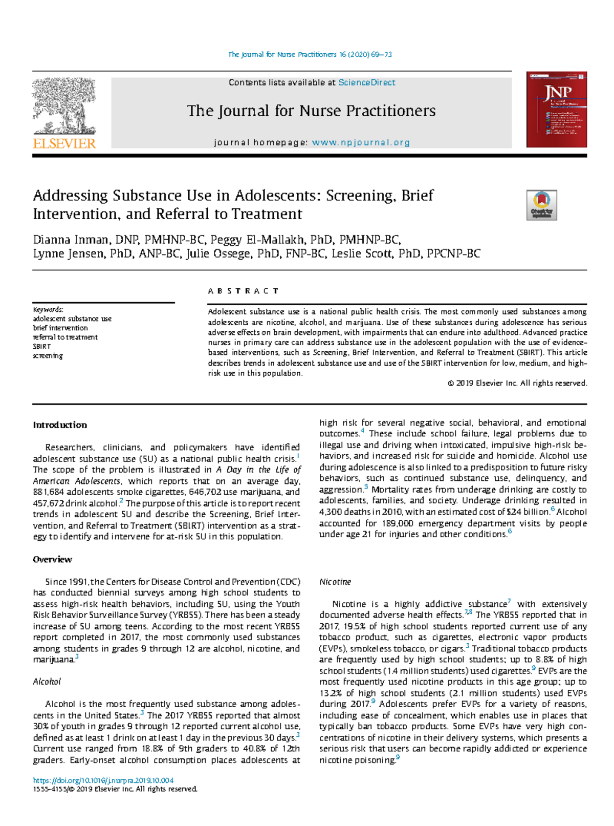 Addressing Substance Use in Adolescents- Screening, Brief Intervention ...