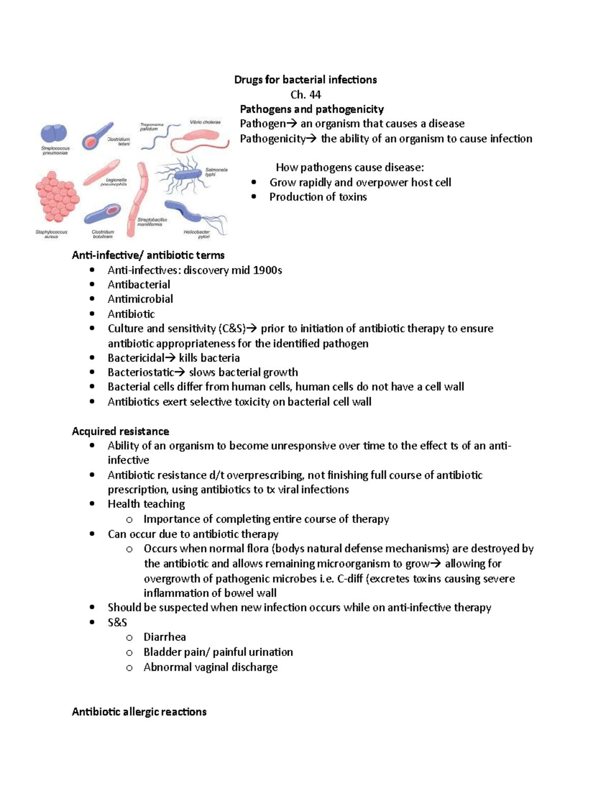 Drugs for bacterial infections - 44 Pathogens and pathogenicity ...