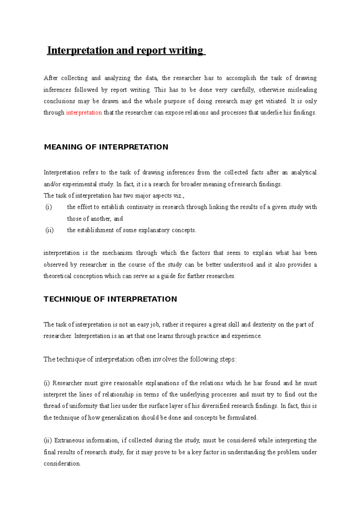 Tech Report - test doc - Interpretation and report writing After ...