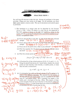 Practice Test 2 with answer key - DEPARTMENT OF MATHEMATICS NORTH ...