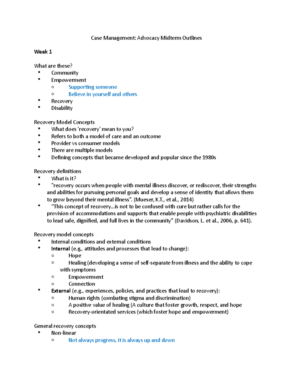 Week 1-4 Lecture Notes - Case Management: Advocacy Midterm Outlines ...