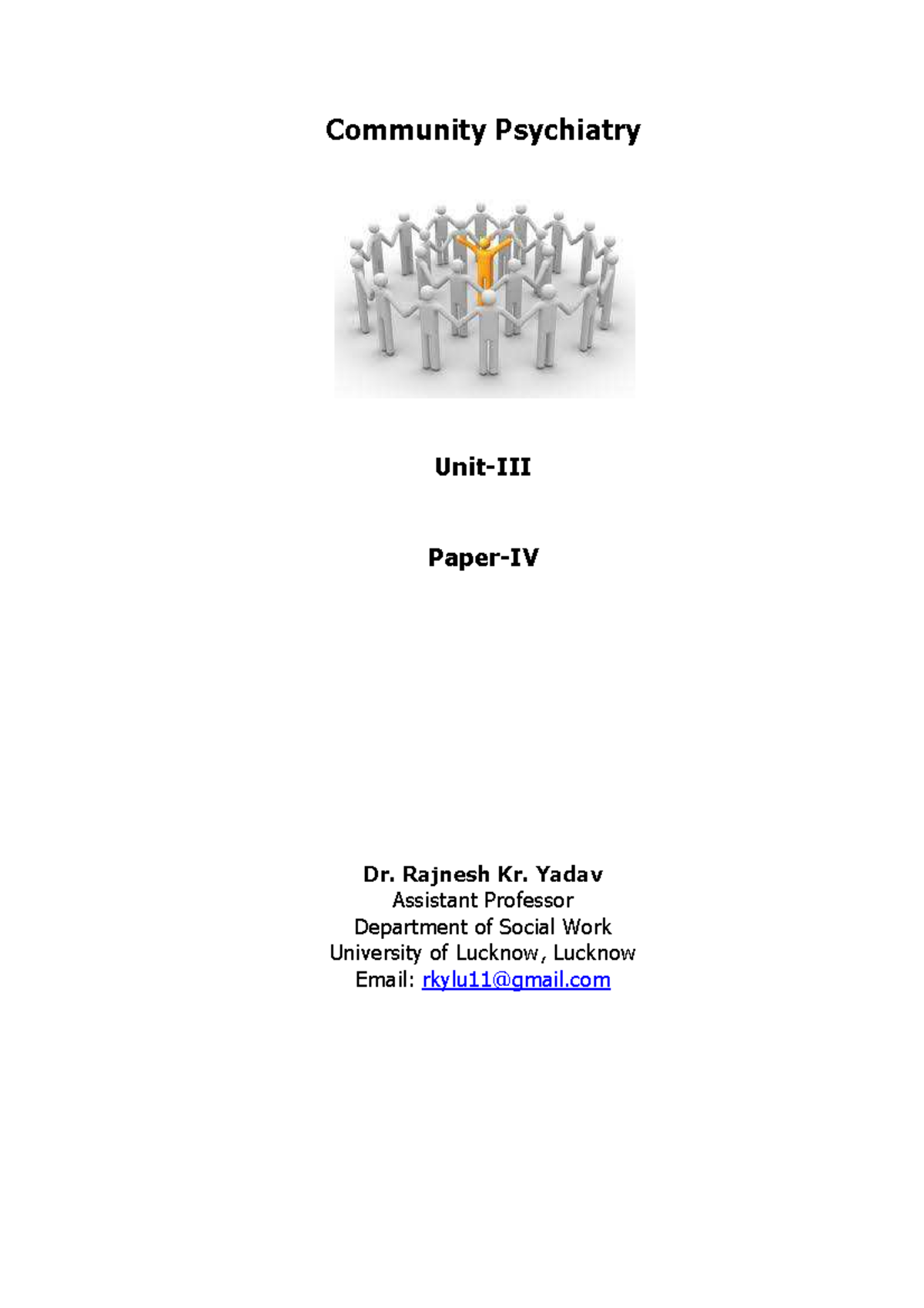 4. Community Psychiatry Author Dr Rajnesh Kr Yadav - Community ...