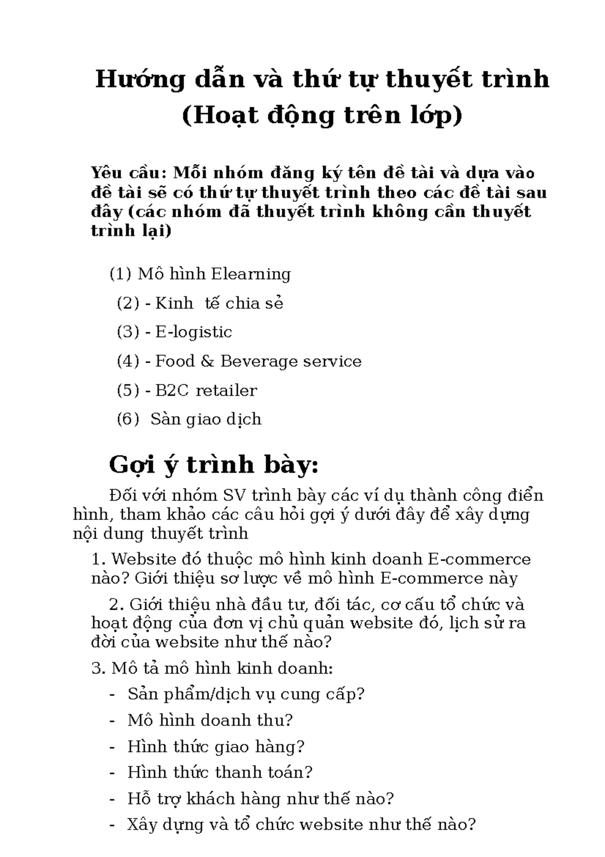 Mid-term group presentation report guideline - Hướng dẫn và thứ tự ...