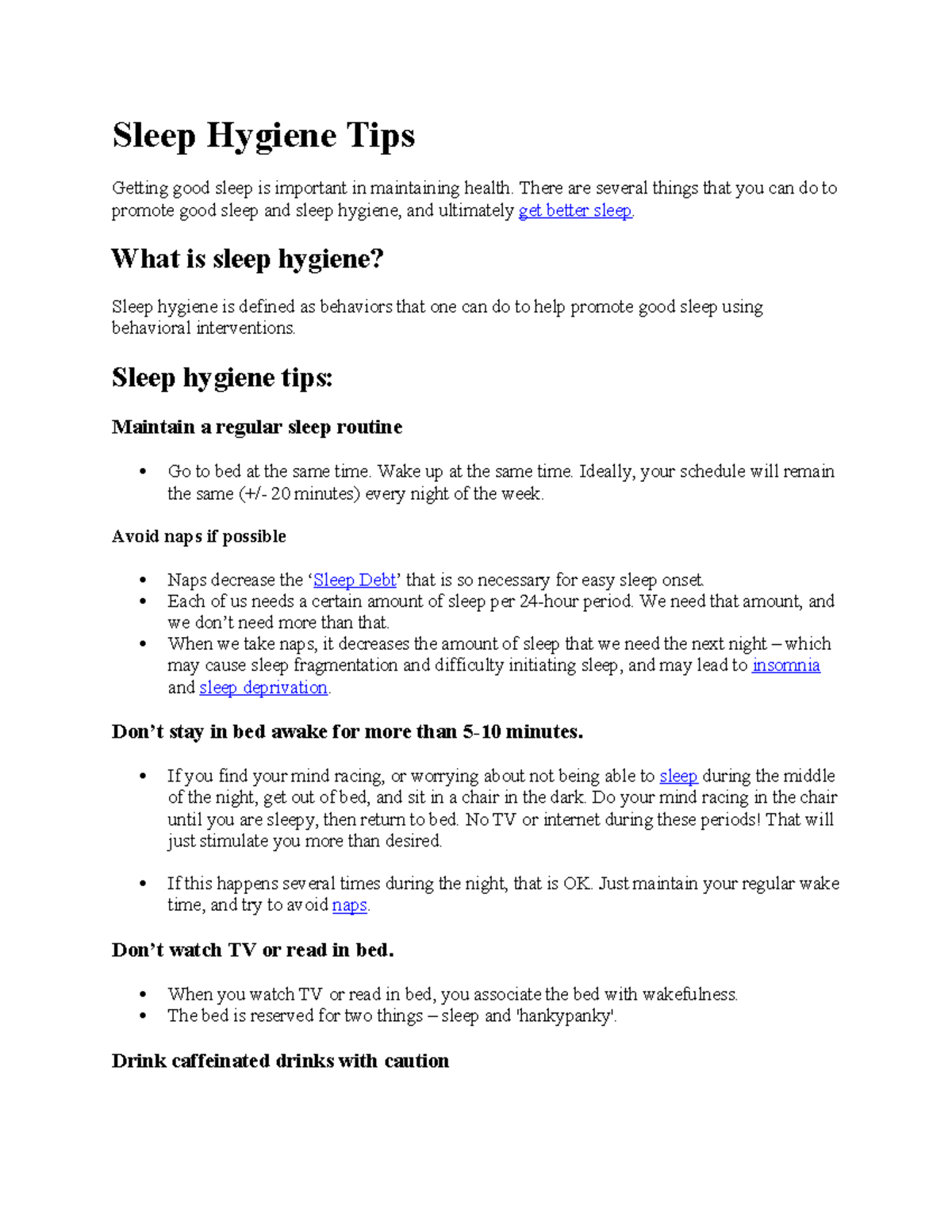 Sleep Hygiene Tips - n nv gj - Sleep Hygiene Tips Getting good sleep is ...