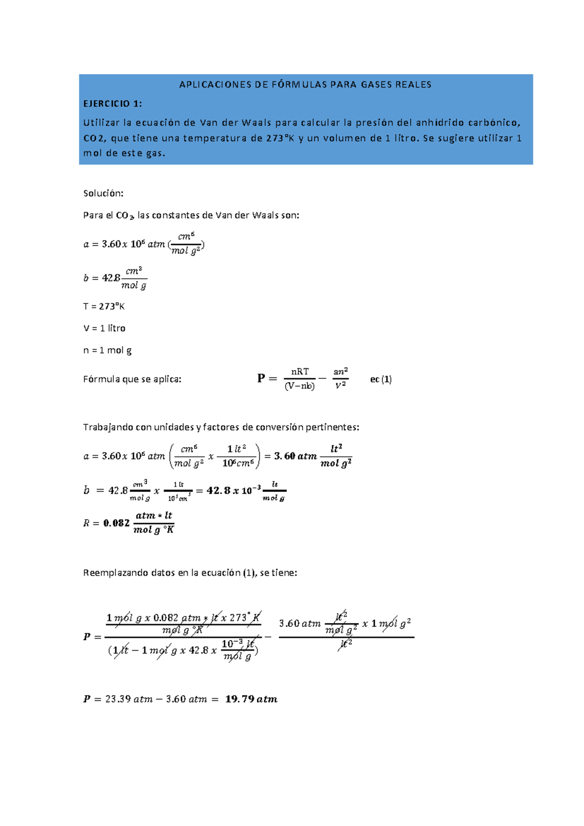 559680282 Ejercicios Resueltos Gases Reales - APLICACIONES DE FÓRMULAS PARA GASES REALES ...