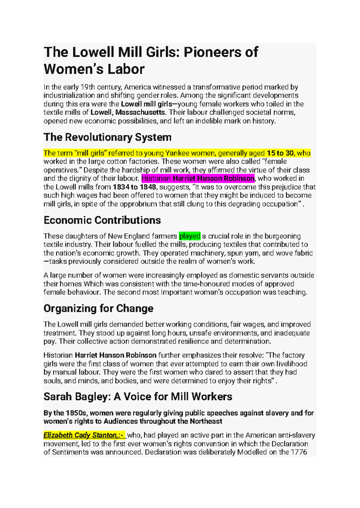 The Lowell Mill Girls - ....... - The Lowell Mill Girls: Pioneers of ...