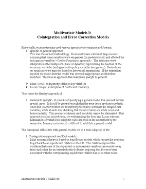 Multivariate Models III Structural VARs - Multivariate Models III Structural VARs Review of ...