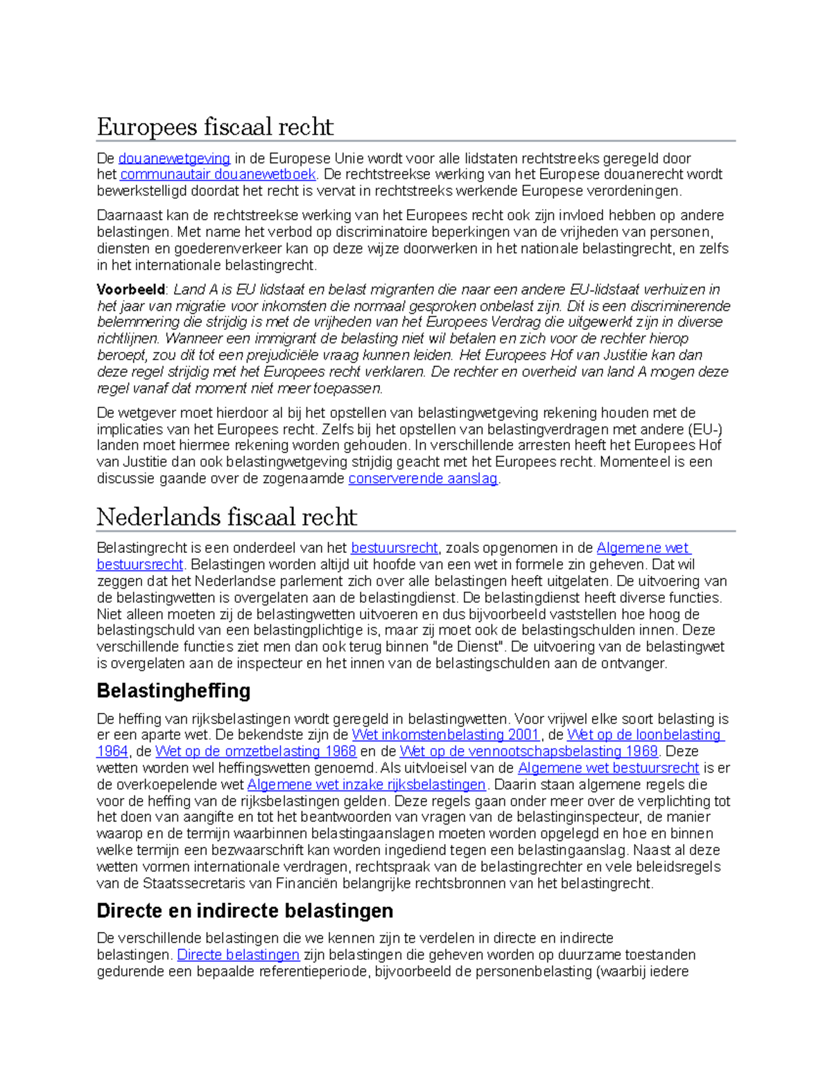 Europees fiscaal recht samenvatting - Europees fiscaal recht - Studocu