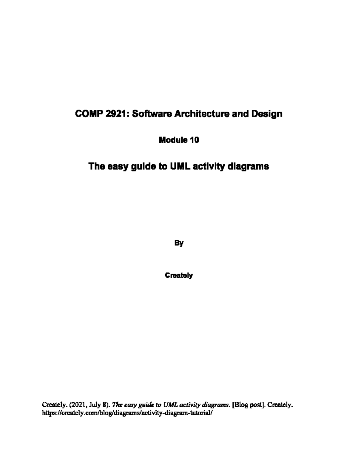 Week 8 COMP2921 SW2 M10 The Easy Guide to UML Activity Diagrams - COMP 3141 - Studocu