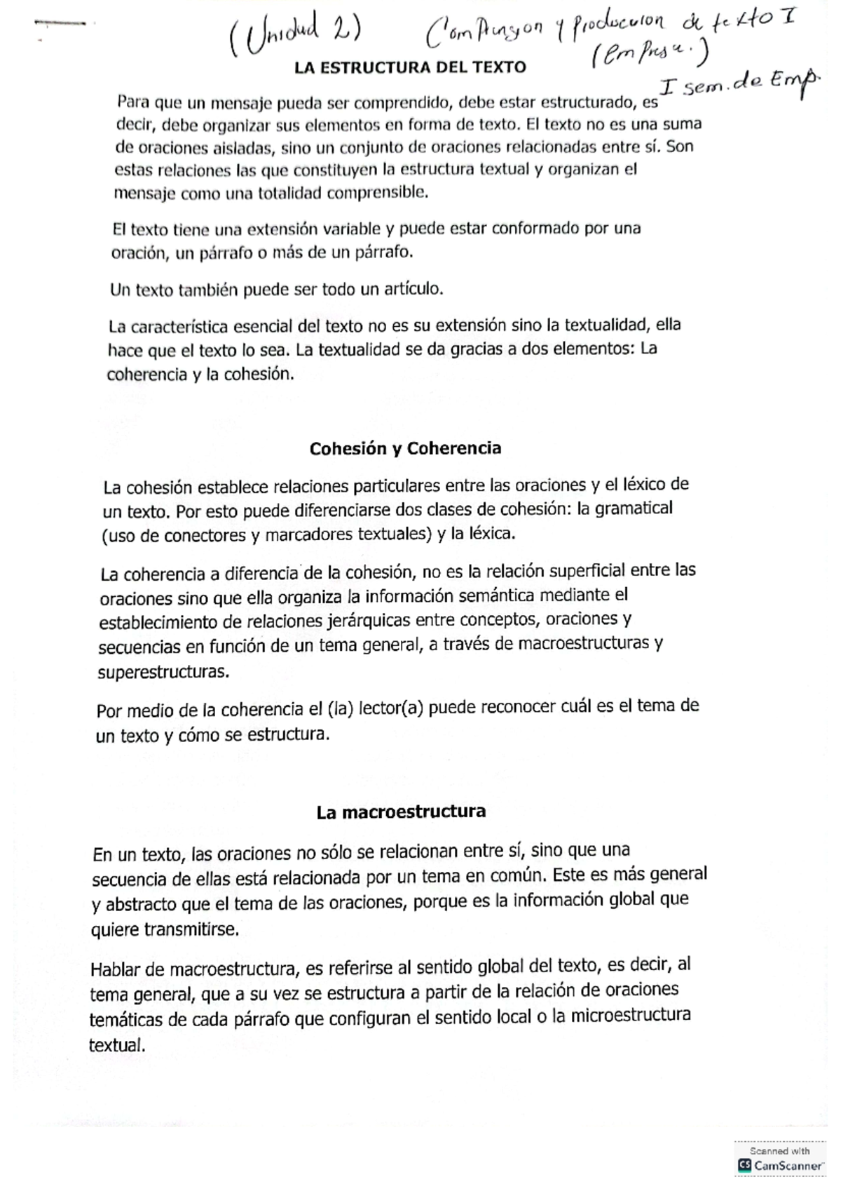 Estructura del texto - (Unided 2) Com Anyon y production de fe to I ...