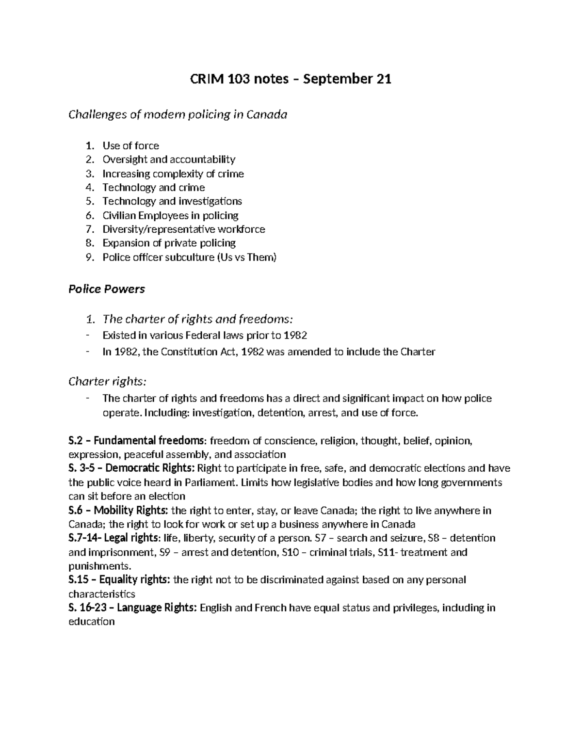 CRIM 103 week 3 - chapter 3 notes - CRIM 103 notes – September 21 ...