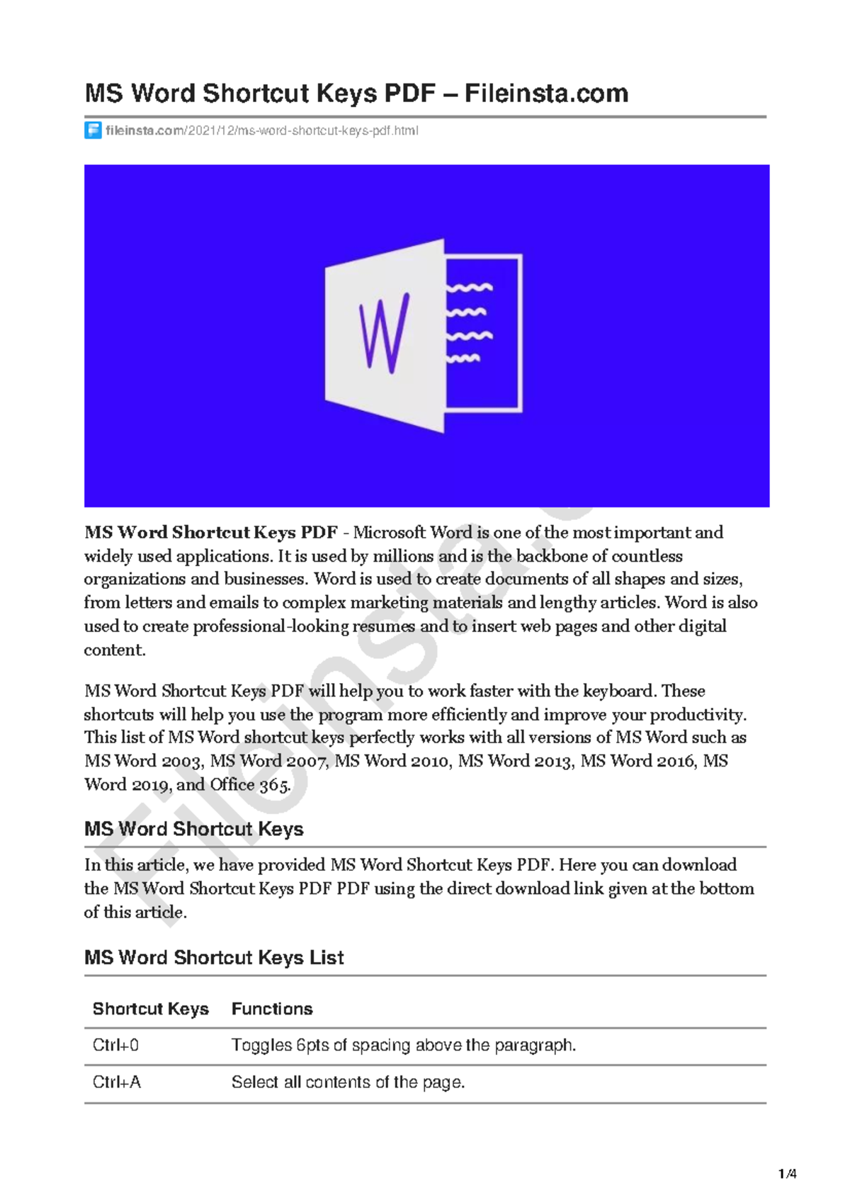 MS Word Shortcut Keys - com/2021/12/ms-word-shortcut-keys-pdf MS Word ...