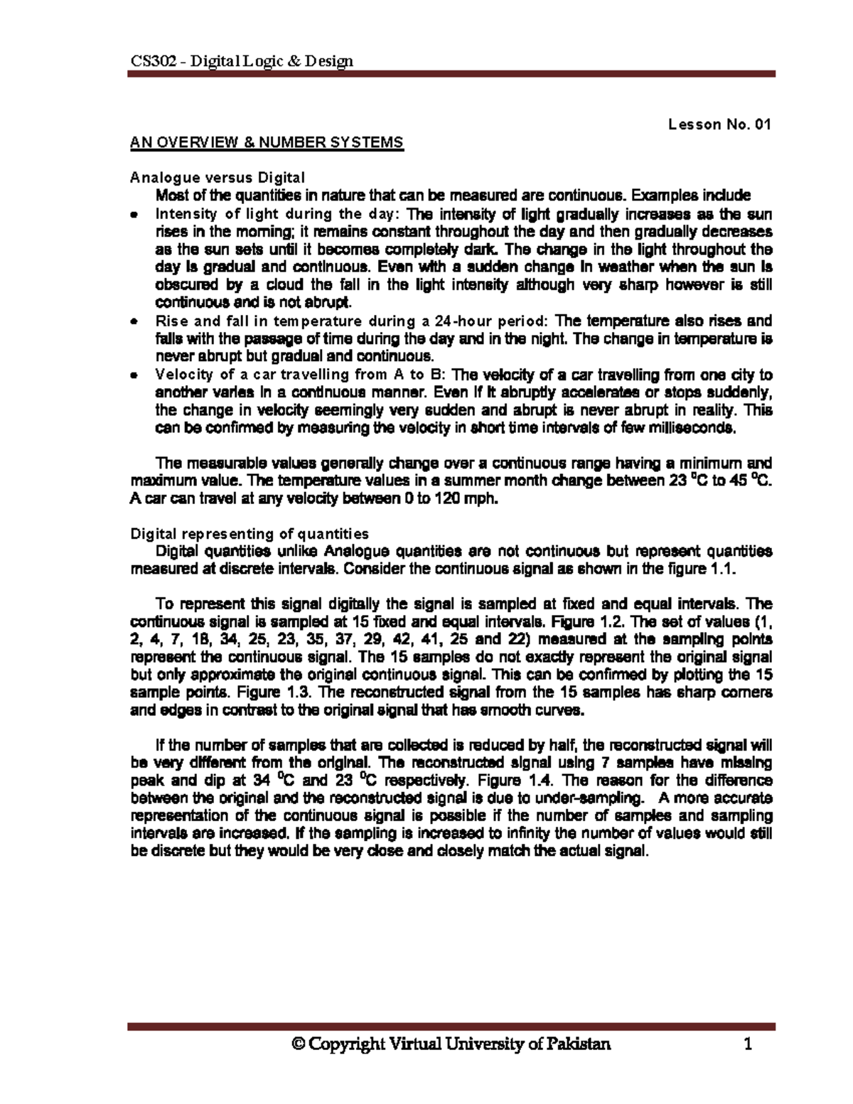 302 book - Data Structures - Lesson No. 01 AN OVERVIEW & NUMBER SYSTEMS Analogue versus Digital ...