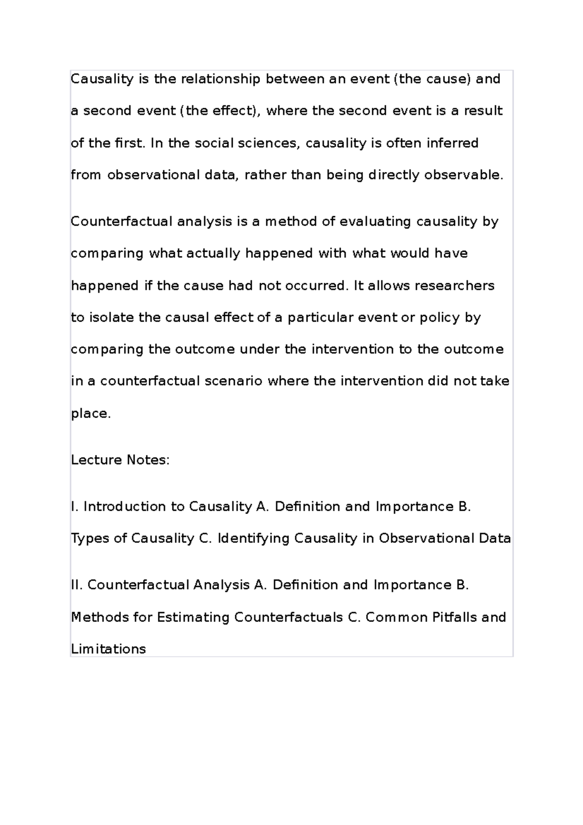 Causality and counterfactual analysis - Causality is the relationship ...