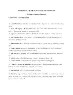 Deviant Behavior Chapter 5 Reading Assignment - Annes Newton-G00378073-Mae Conley-Deviant ...