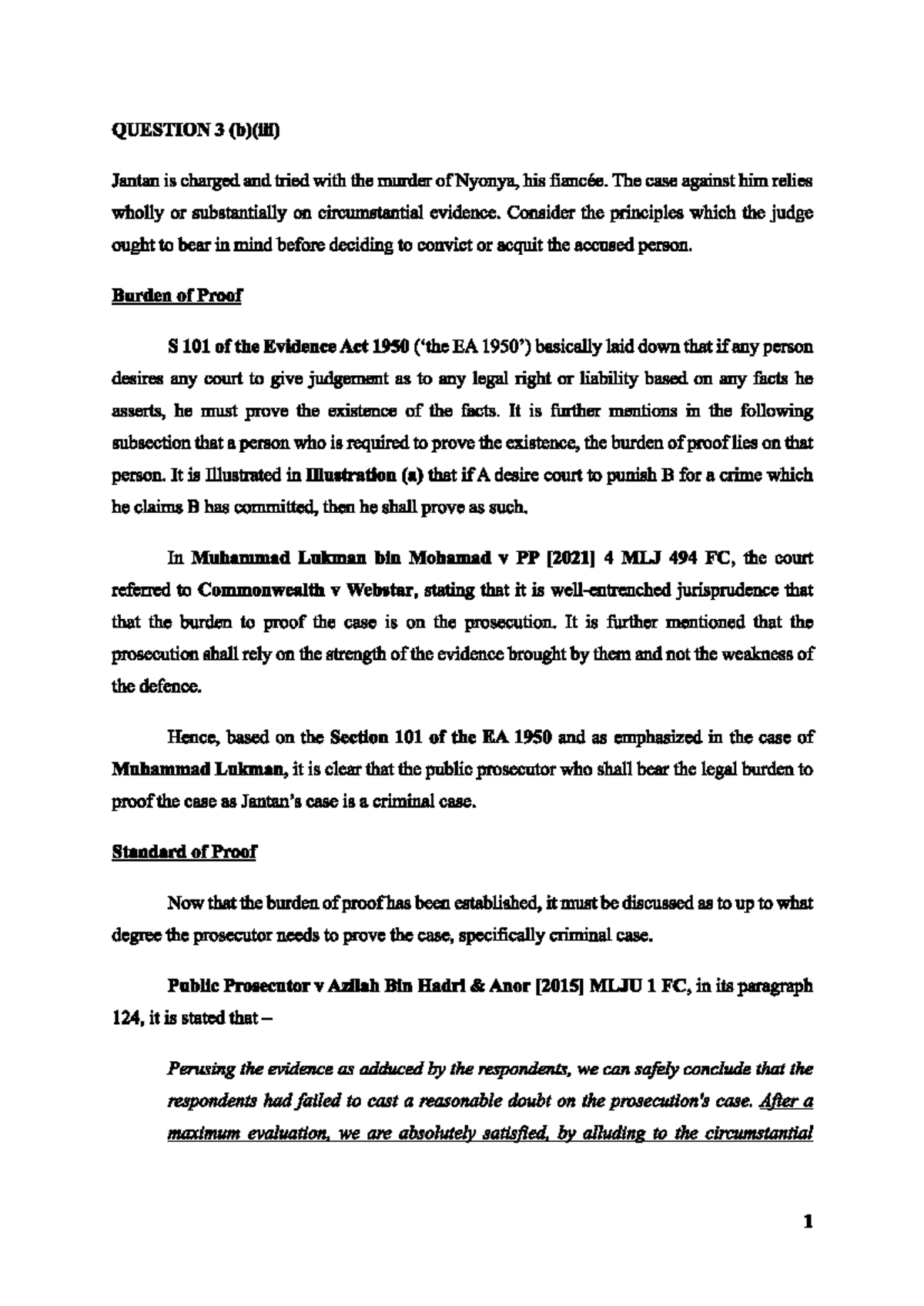 Evidence I - Burden OF Proof & Standard OF Proof - Evidence Law 1 - Studocu