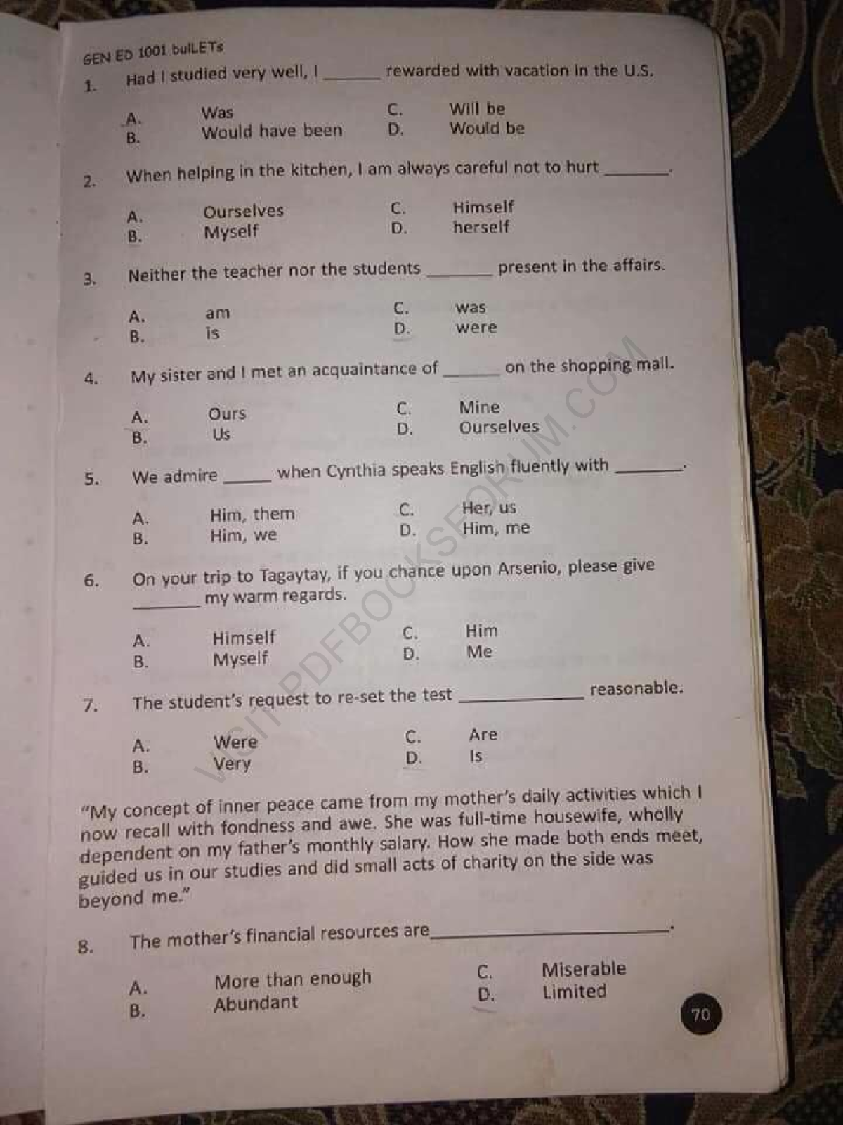 Gen ed 1001 Bullets with answers - education - Studocu