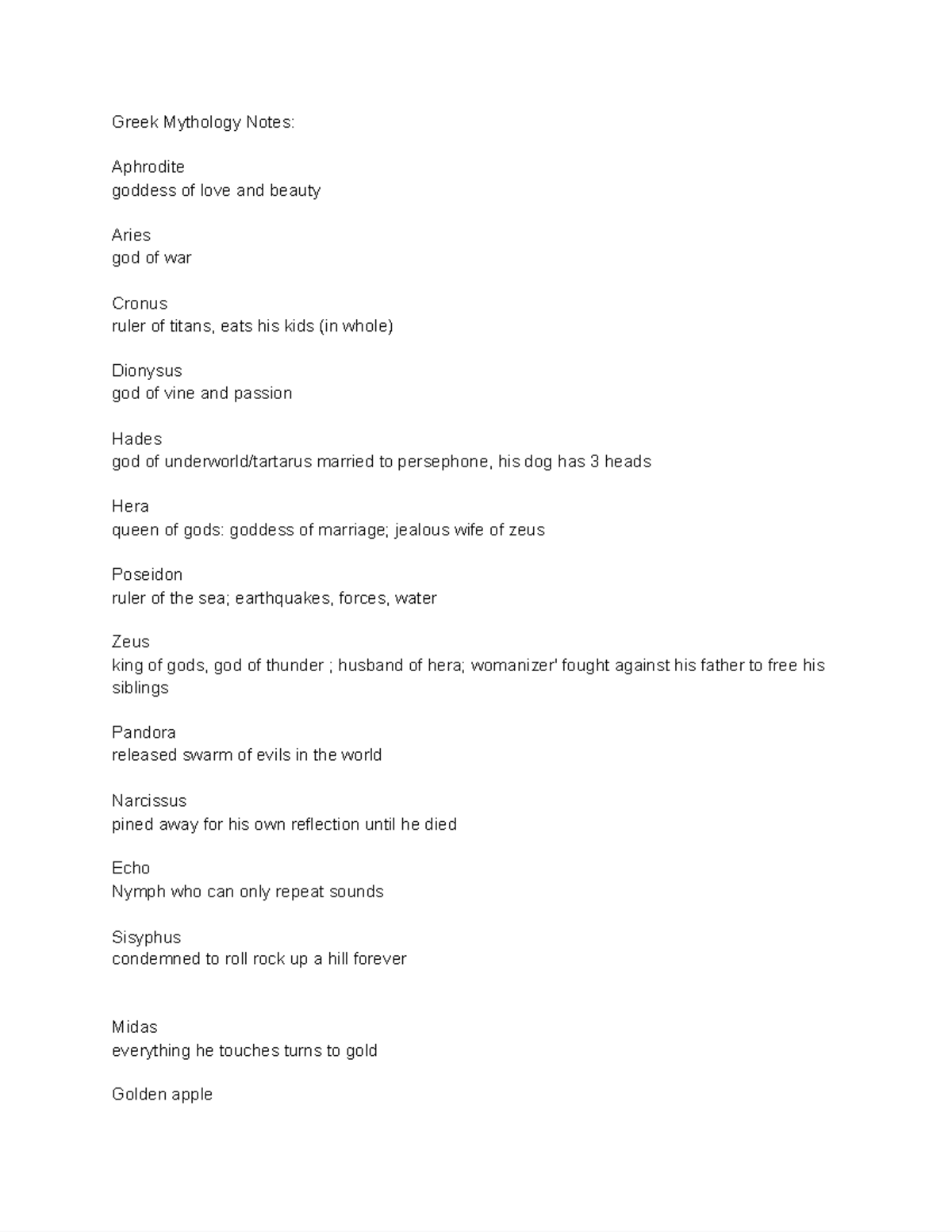 Greek Mythology Notes - Greek Mythology Notes: Aphrodite goddess of ...