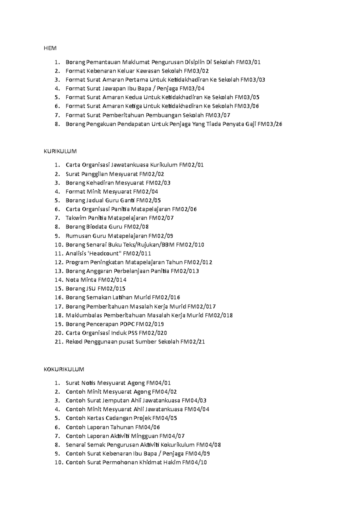 Borang - asdfdf - HEM Borang Pemantauan Maklumat Pengurusan Disiplin Di Sekolah FM03/ Format ...