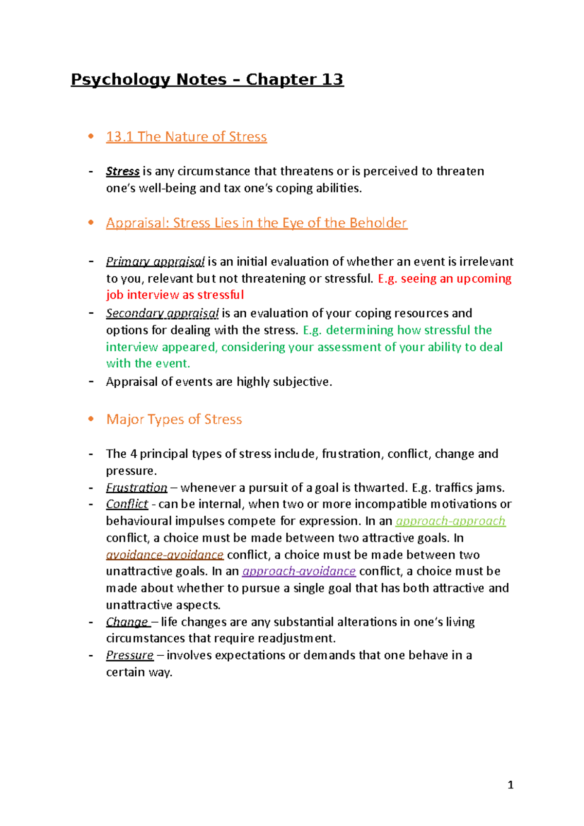 Psychology Notes – Chapter 13 - Psychology Notes Chapter 13 13 The ...