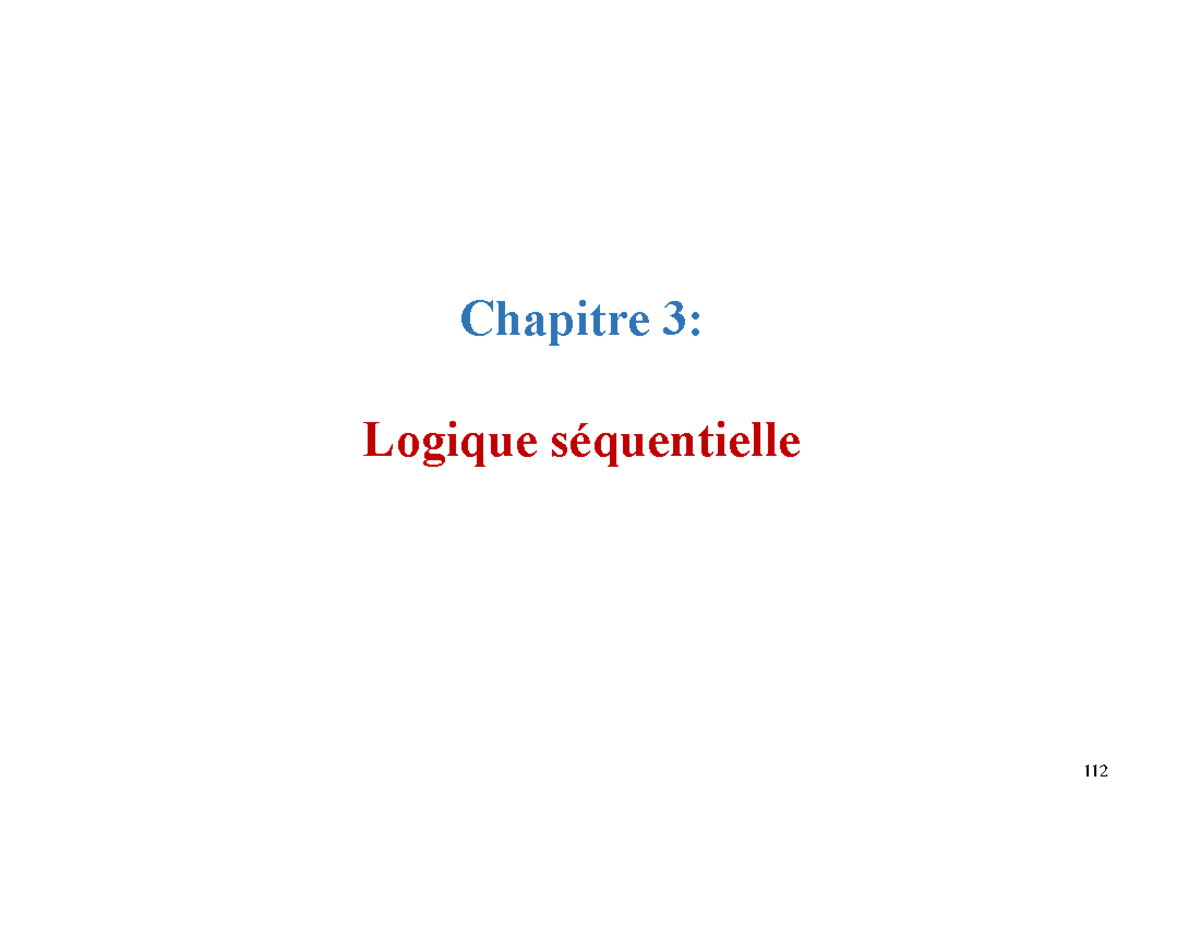 Chapitre 3 cours s6 - Chapitre 3: Logique séquentielle Introduction v ...