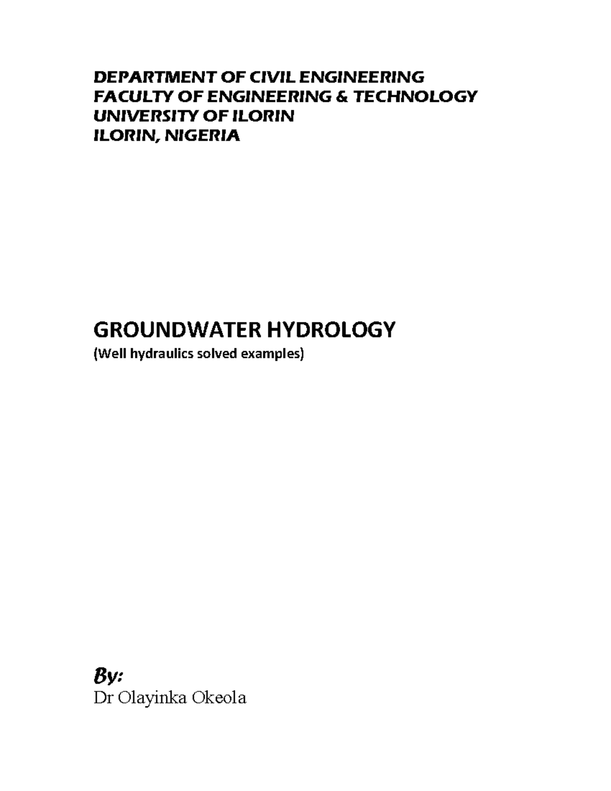 136345984 Groundwater Hydrology Tutorial Department Of Civil