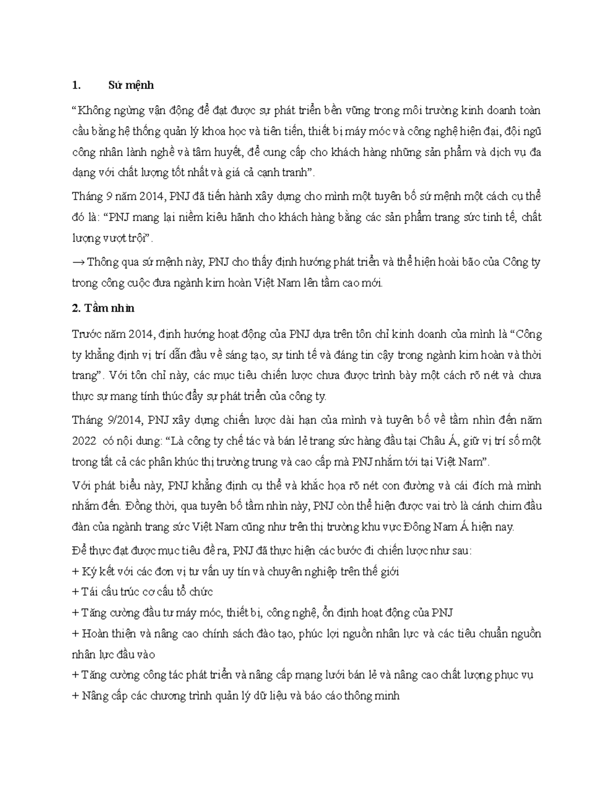 BTL - PTKD - phân tích về chiến lược kinh doanh - Sứ mệnh “Không ngừng vận động để đạt được sự ...