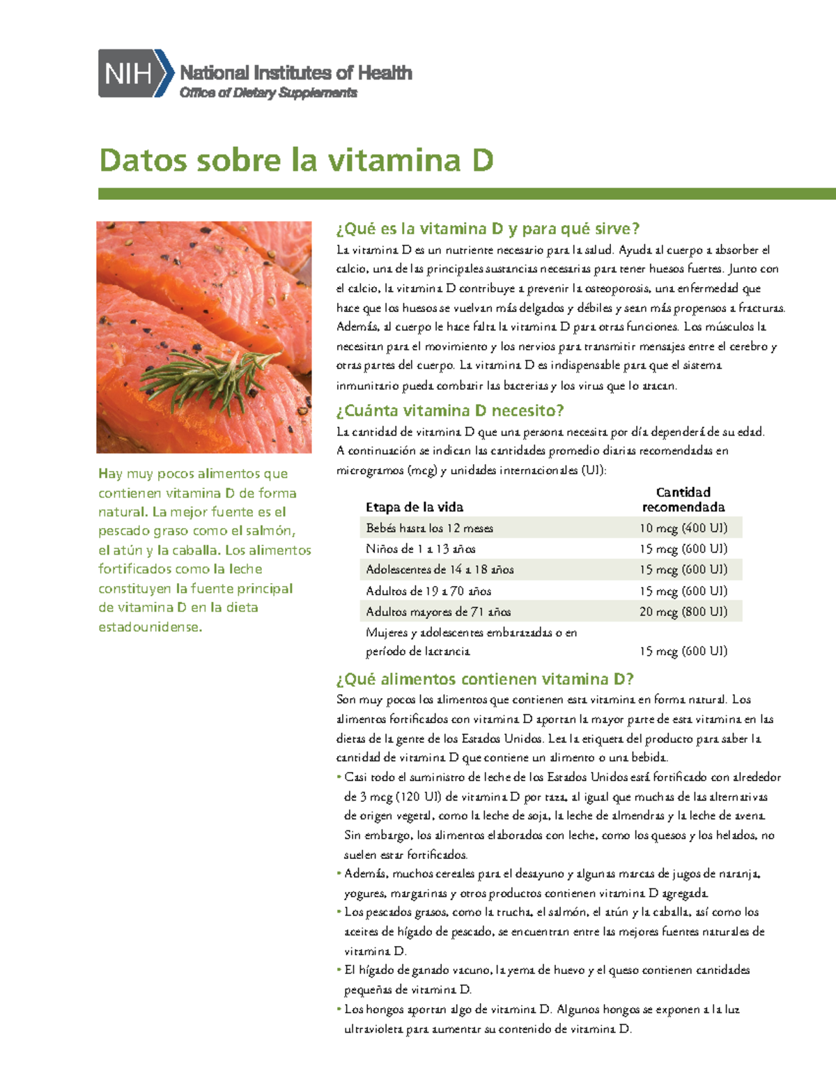 Vitamin D-Datos En Espanol - ¿Qué es la vitamina D y para qué sirve? La vitamina D es un ...