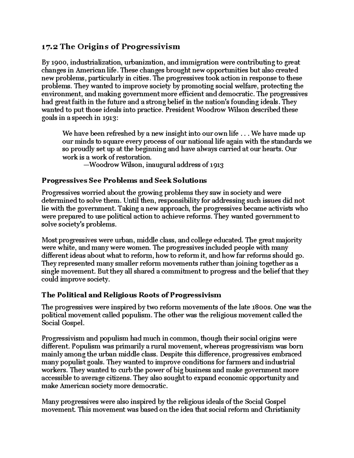 17.2 The Origins of Progressives - 17 The Origins of Progressivism By ...