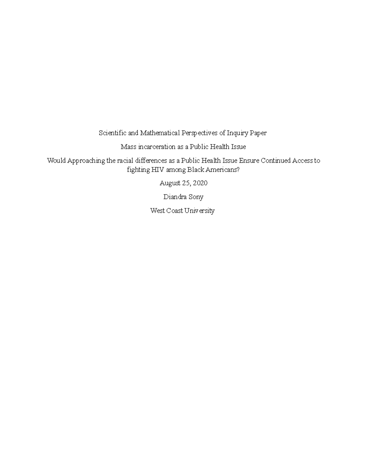 Masssss - n/a - Scientific and Mathematical Perspectives of Inquiry ...