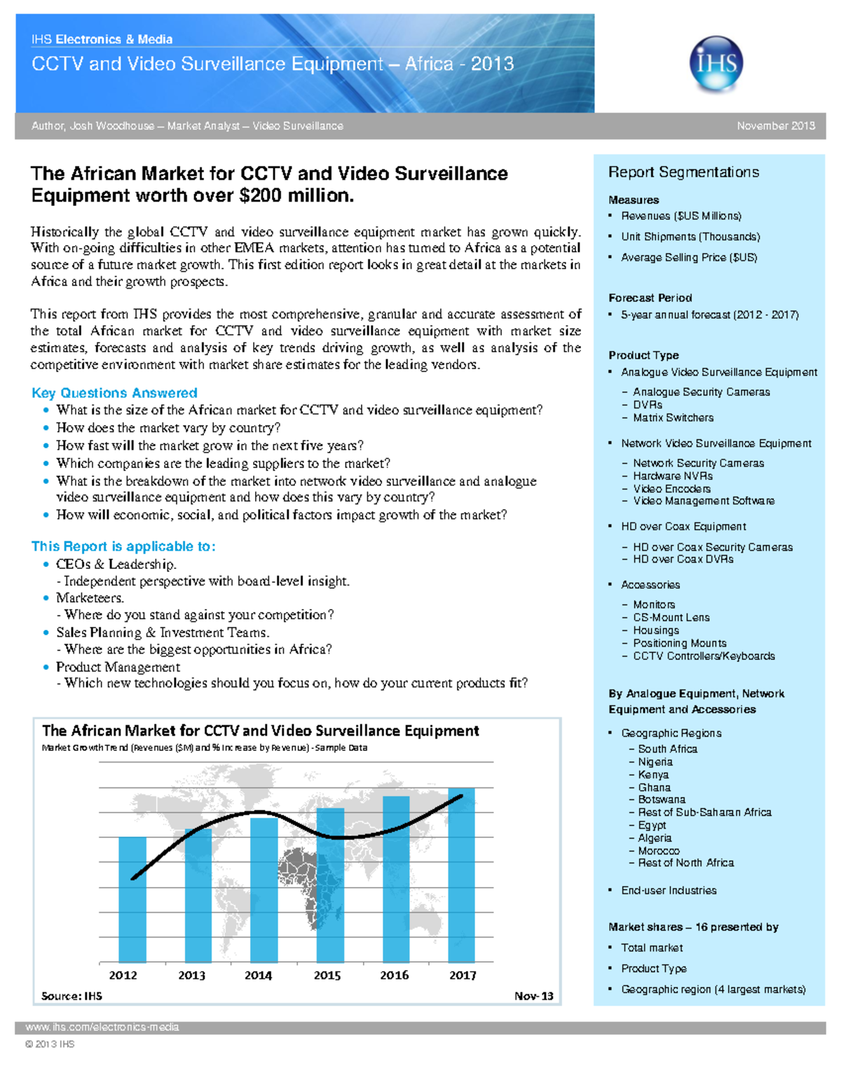 Abstract cctv video surveillance equipment africa 2013 - IHS ...