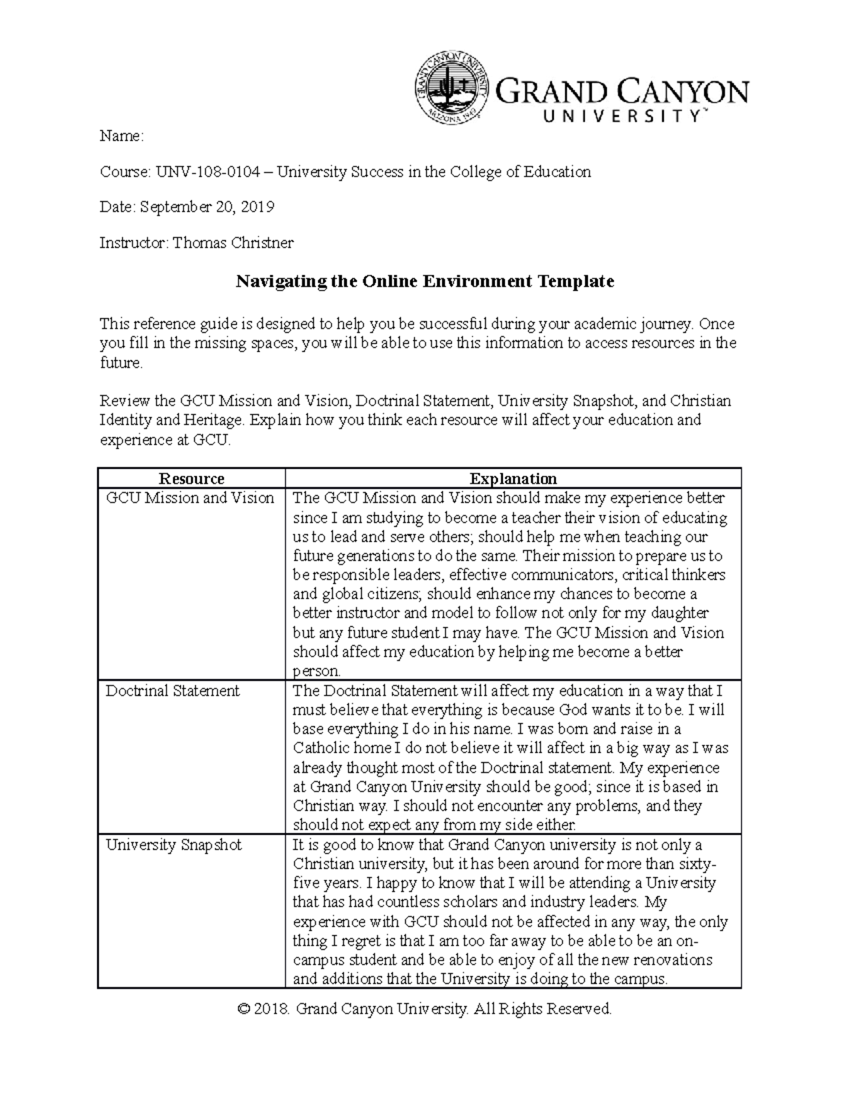 Navigating the Online Environment Template - Studocu