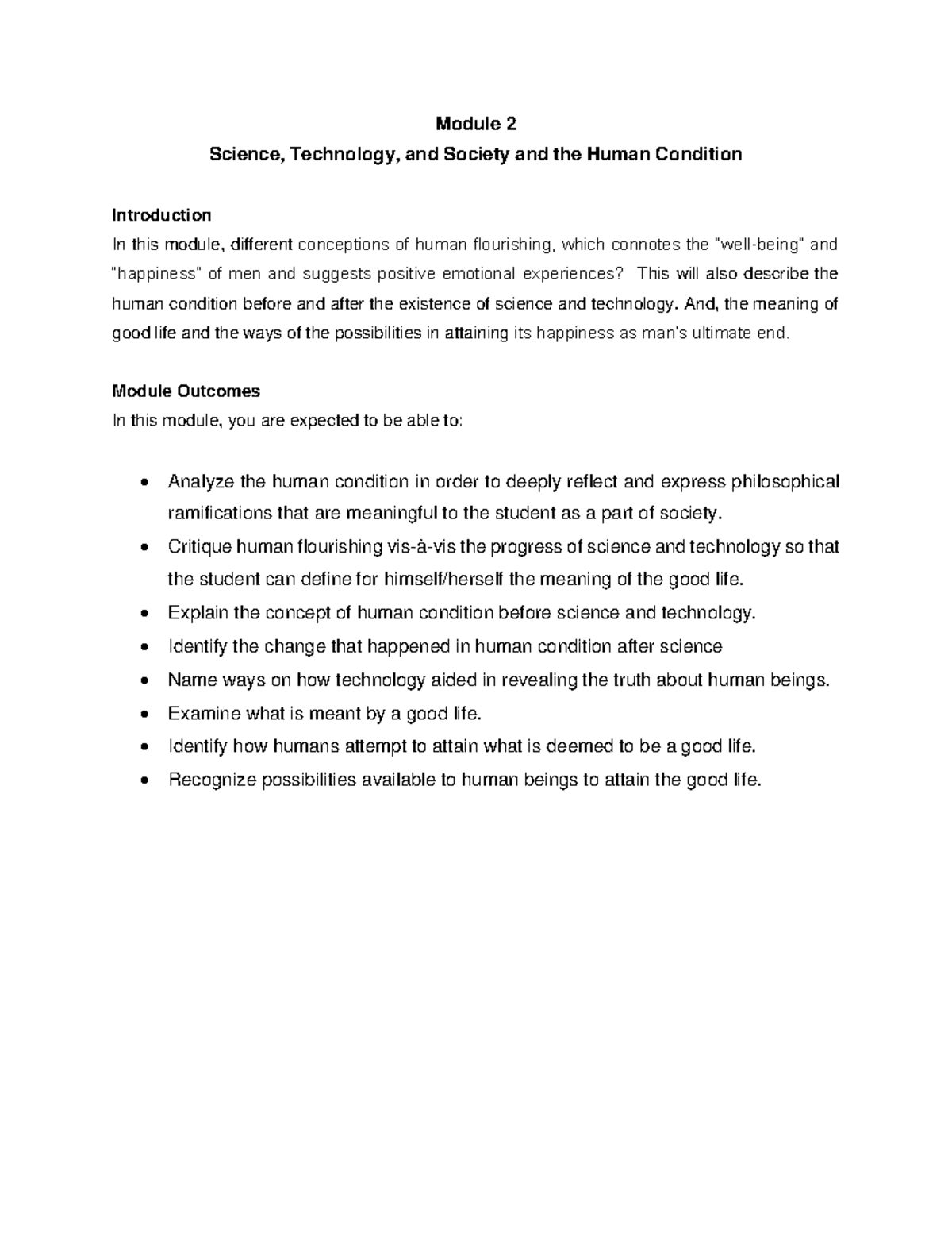 Module 1 lesson 3 science and technology goals - Module 2 Science ...